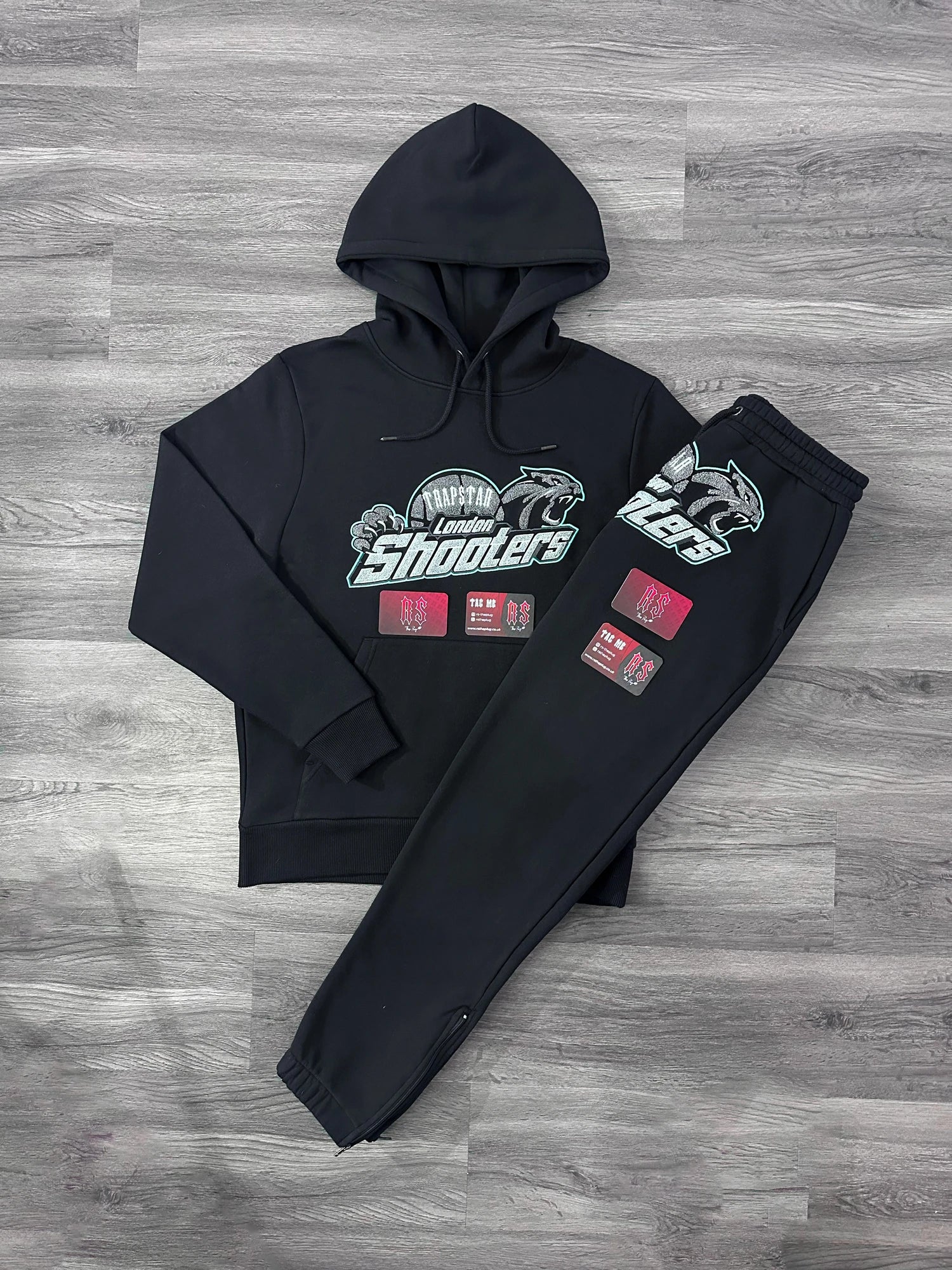 Trapstar Shooters Tracksuit Black/Teal – RSThePlug