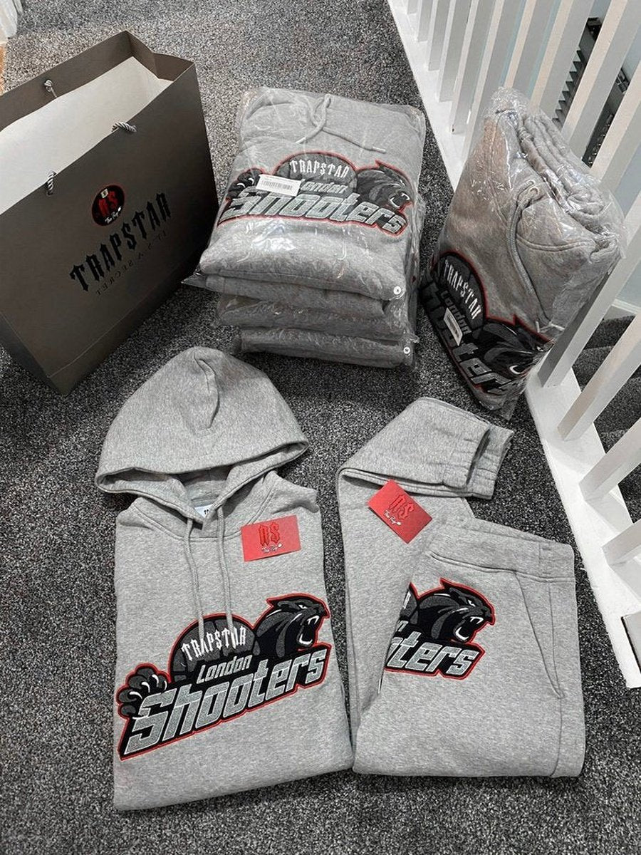 Trapstar Shooters Tracksuit Grey/Red – RSThePlug